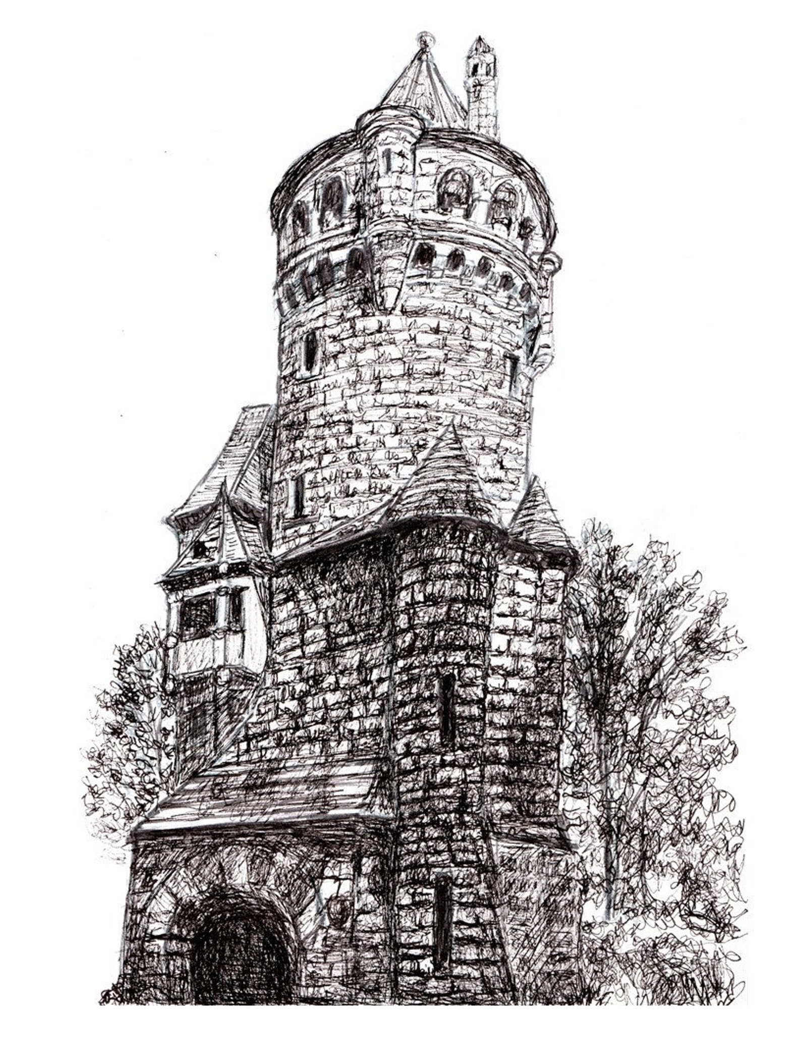 WATCHTOWER | Black and White 8.5" X 11" Art Print | Limited Edition ...