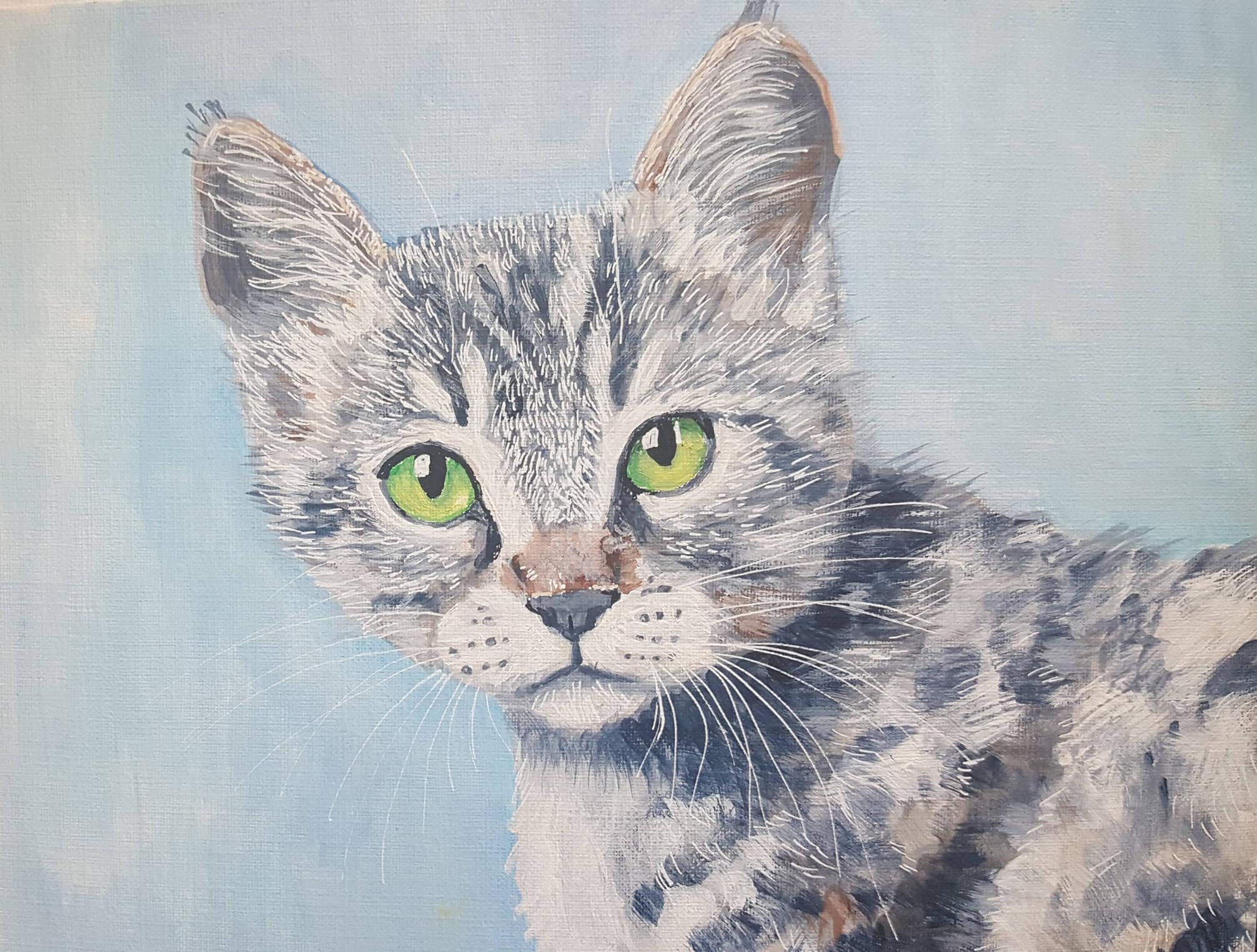 Gray Cat Original Painting | Gray Tabby Cat Art, Gray Cat Painting ...