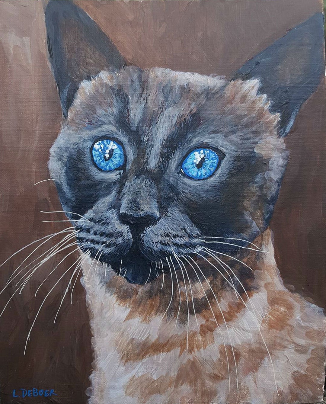 Siamese Cat Original Painting | Siamese Cat Portrait, Siamese Cat ...