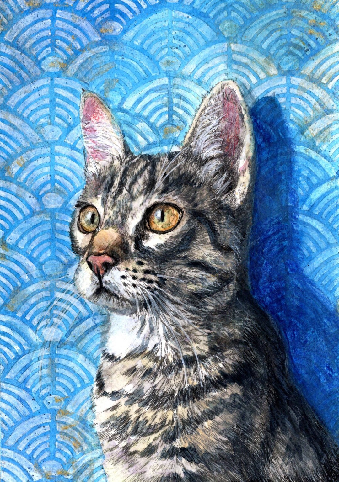 Gray Tabby Cat Original Painting | Cat Art, Gray Tabby Cat Art, Tabby ...