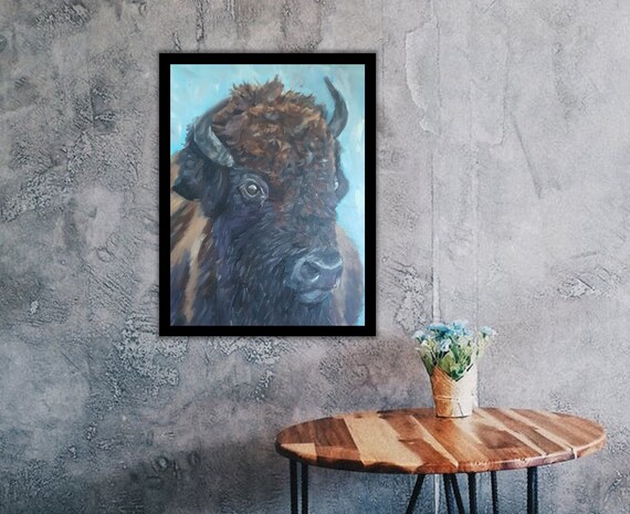 BUFFALO OIL PAINTING Buffalo art western buffalo art | Etsy