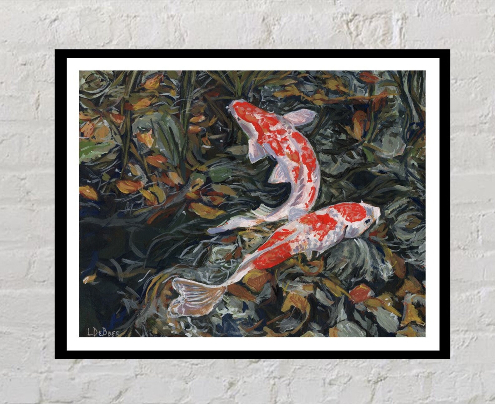 Koi Pond Art Print | Koi Fish Pond Art, Koi Fish Pond Print, Koi Fish ...