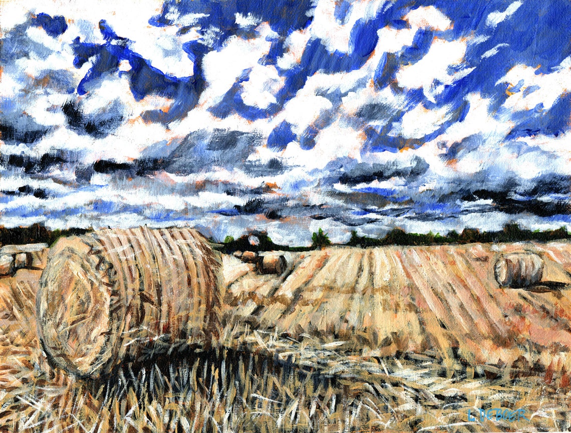 Hayfield Landscape 8.5" X 11" Art Print | "making Hay" | Limited ...