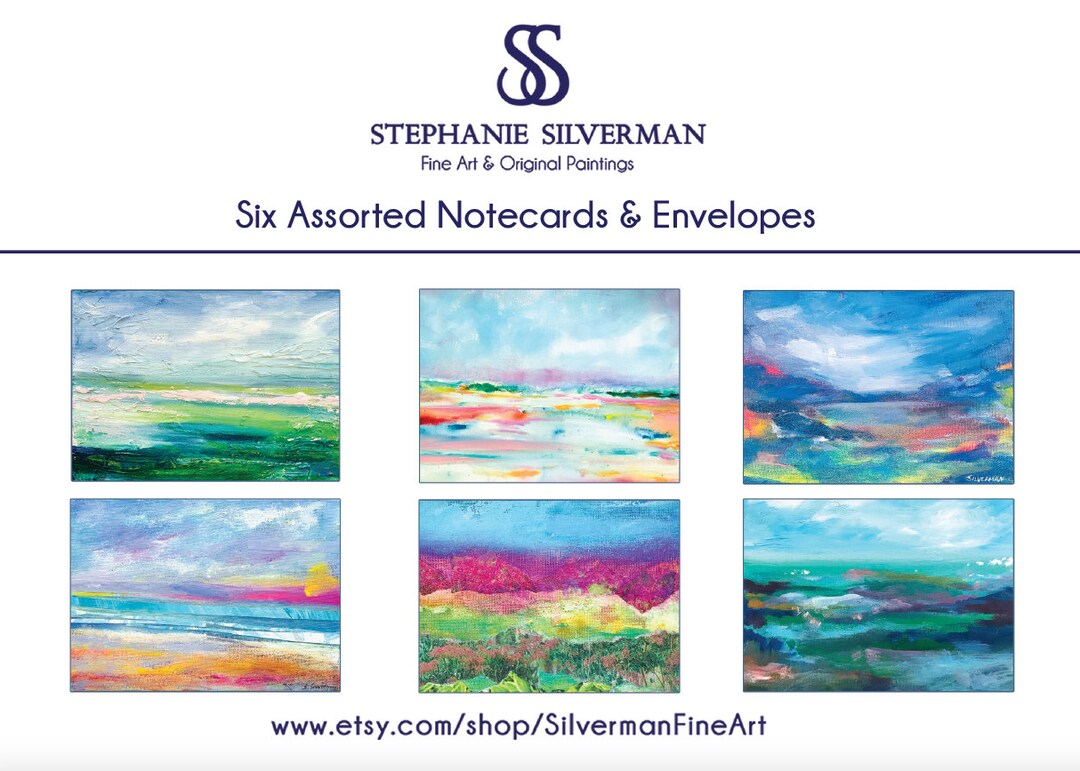 Abstract Landscape Note Cards: Set of 6 Fine Art Stationary - Etsy