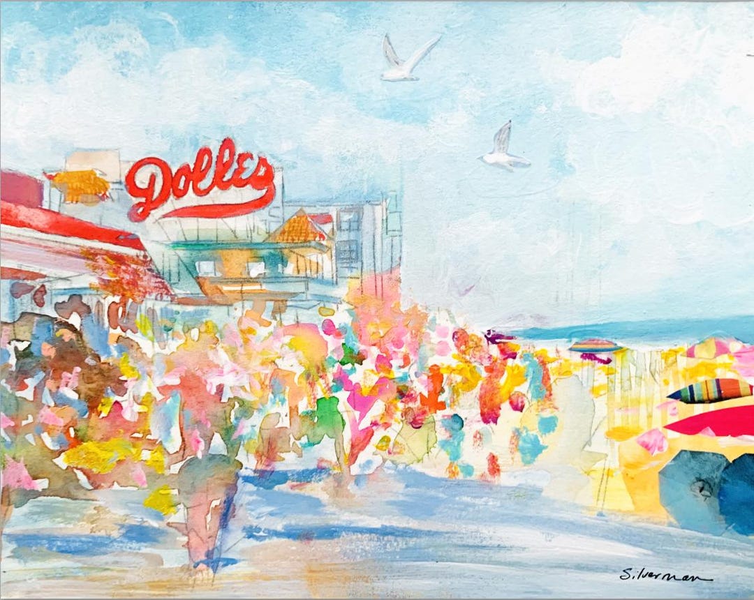 Original Framed Painting: "rehoboth Beach Boardwalk" by Delaware Artist ...