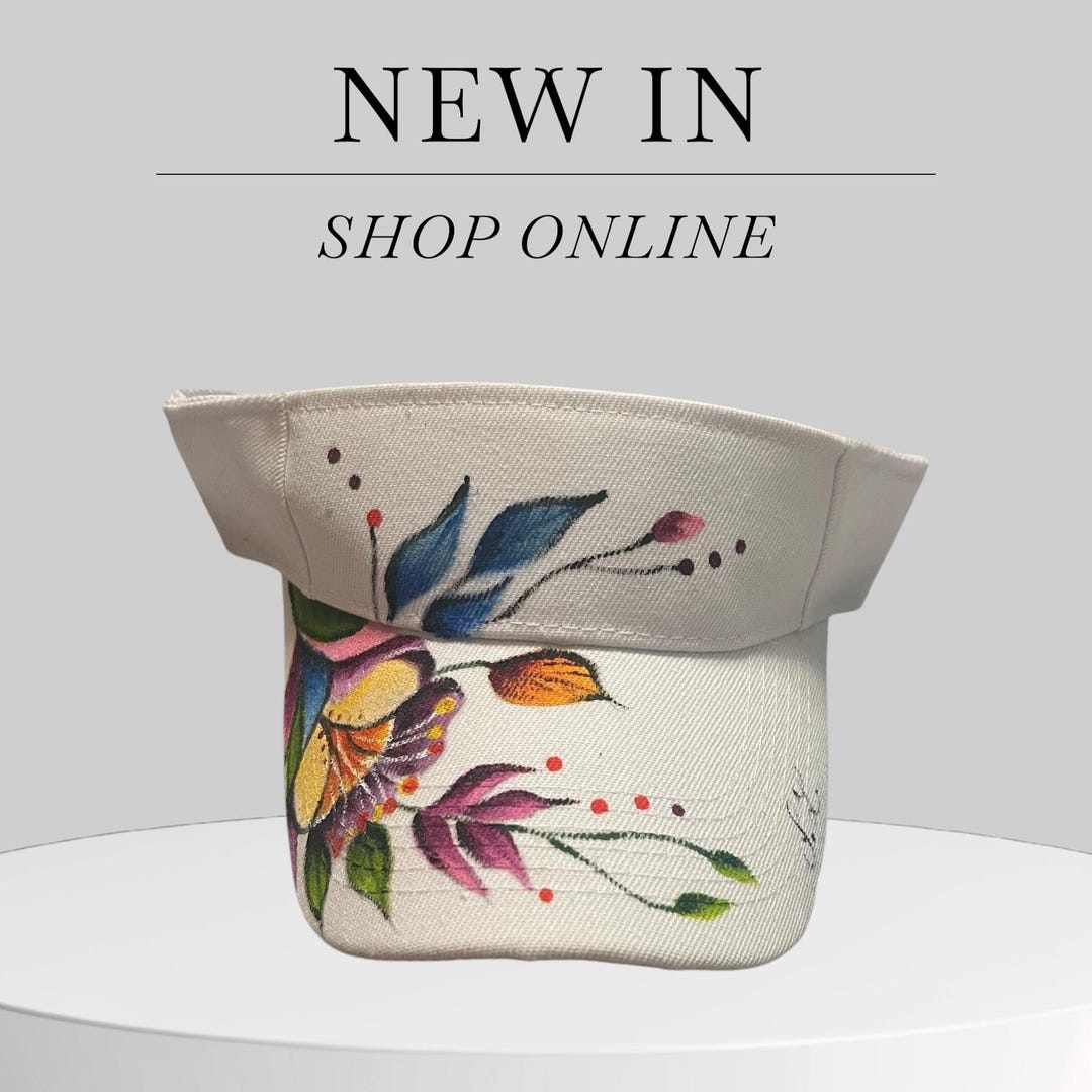 Hand Painted Butterfly Visor – Tropical Floral Sun Visor – Colorful ...