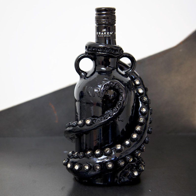 The Black Dimond Kraken Original Handmade Customized Kraken Bottle free Gift Wrapping EMPTY - Etsy