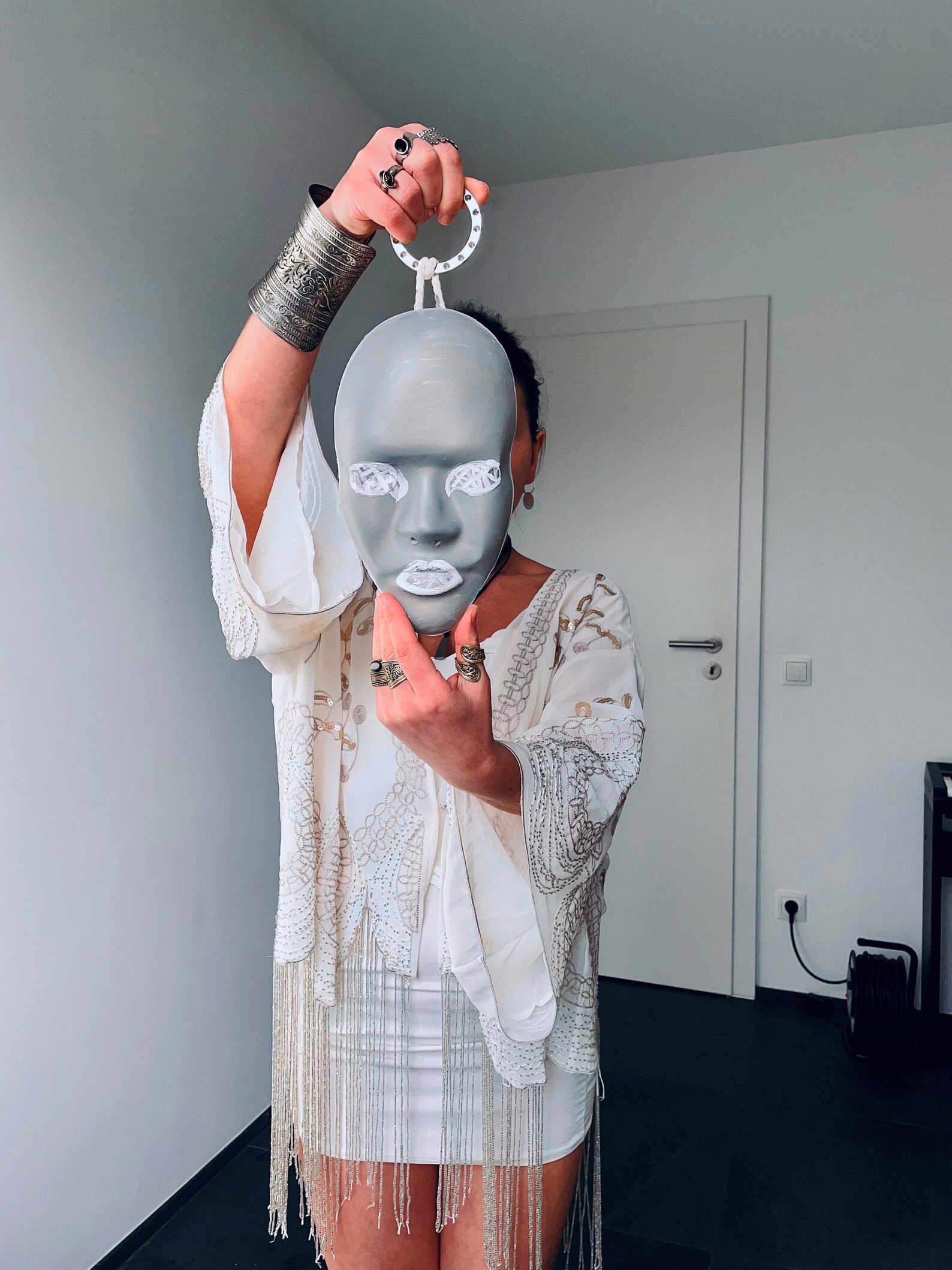 AI Face Original Handmade Futuristic Cyberpunk Fantasy Mask / Glows at ...