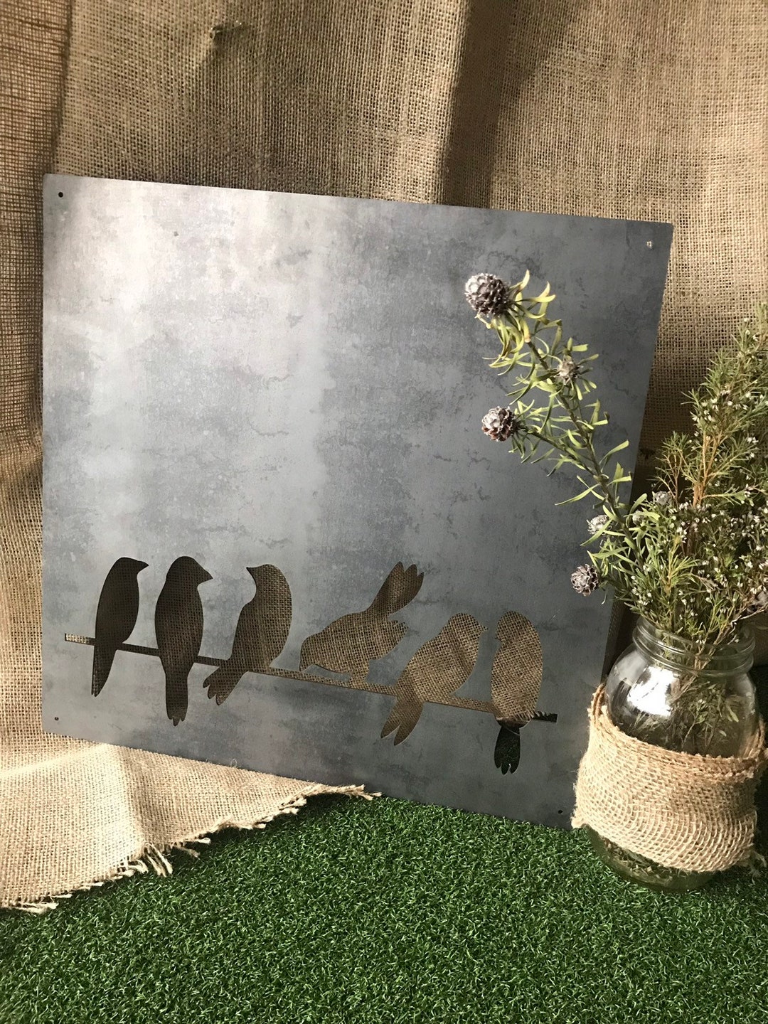 Birds on a Wire, Steel Magnet Board 16" X 16", Metal Wall Art, Dry ...