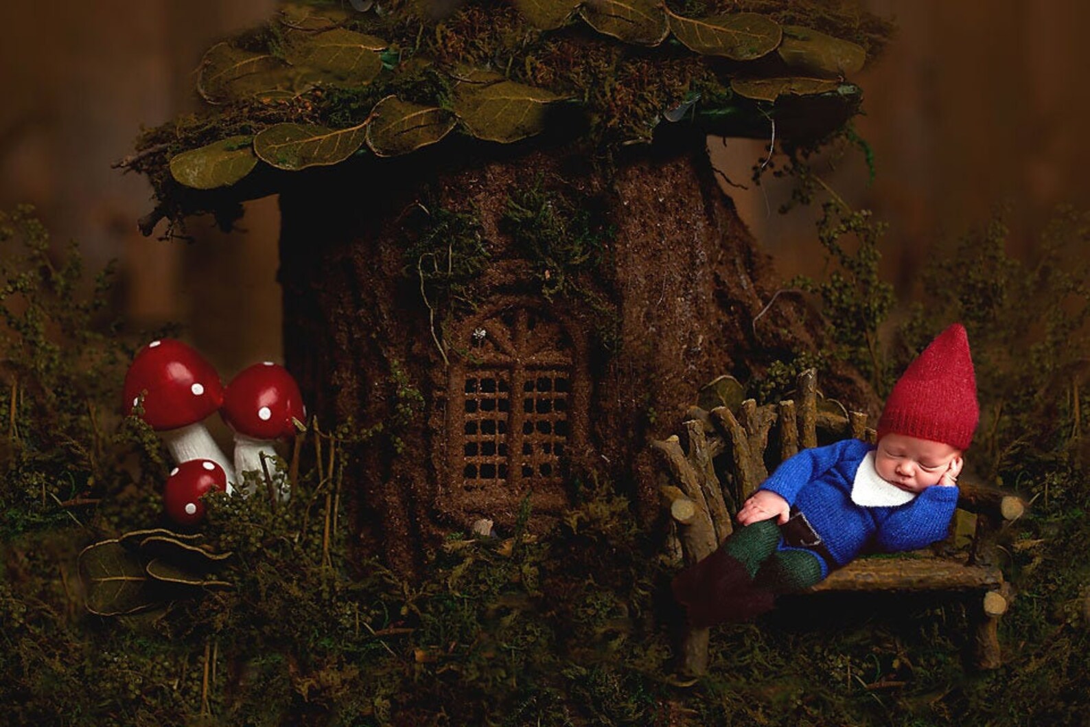 Digital Backdrop Background Newborn Baby Girl Boy Gnome Woodland Garden ...