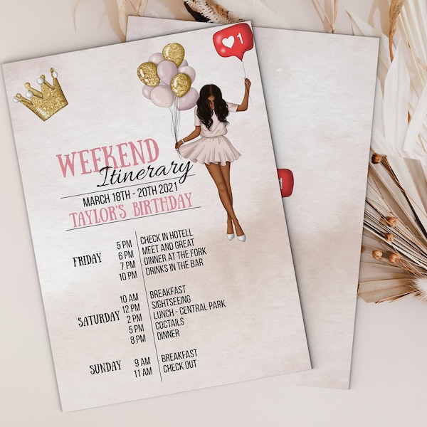 50th Birthday Weekend Itinerary Template - Etsy