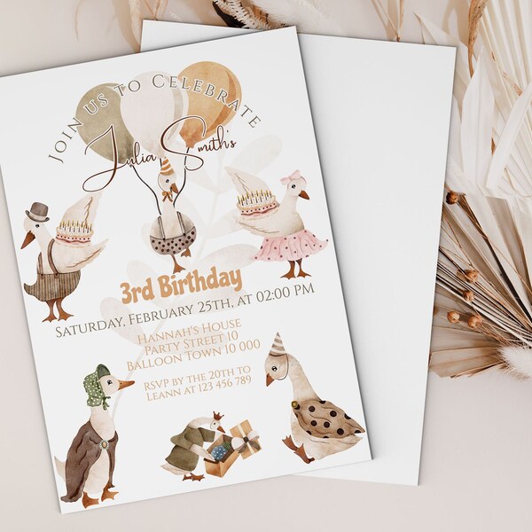 Goose Birthday Invitations - Etsy