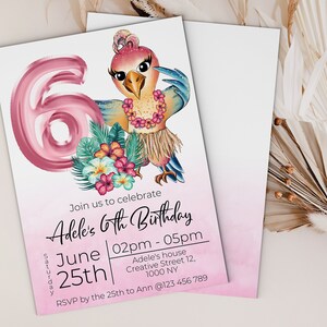 Parrot Birthday Invitation, Editable 6th Birthday Party, Animals ...