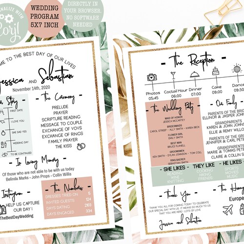 Editable Wedding Program Template Infographic Reception - Etsy