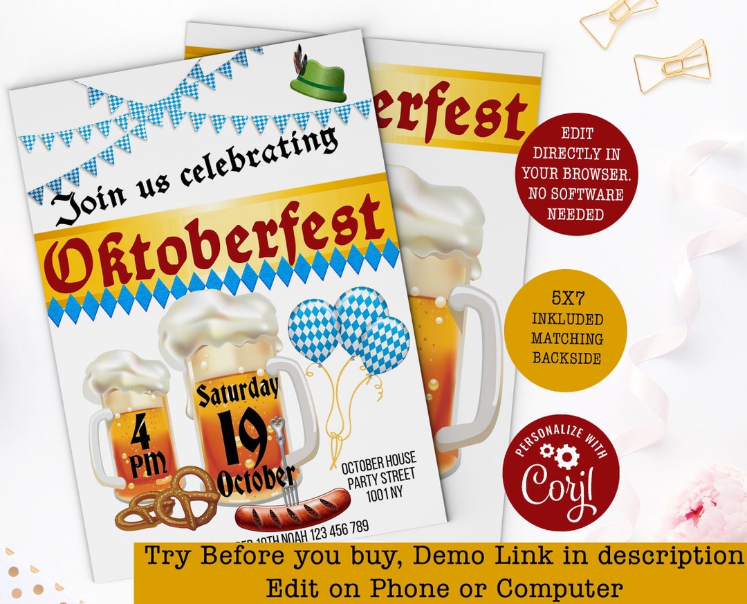 Octoberfest Invitation, Bier Fest Invitation, German Beer Fest, Annual ...