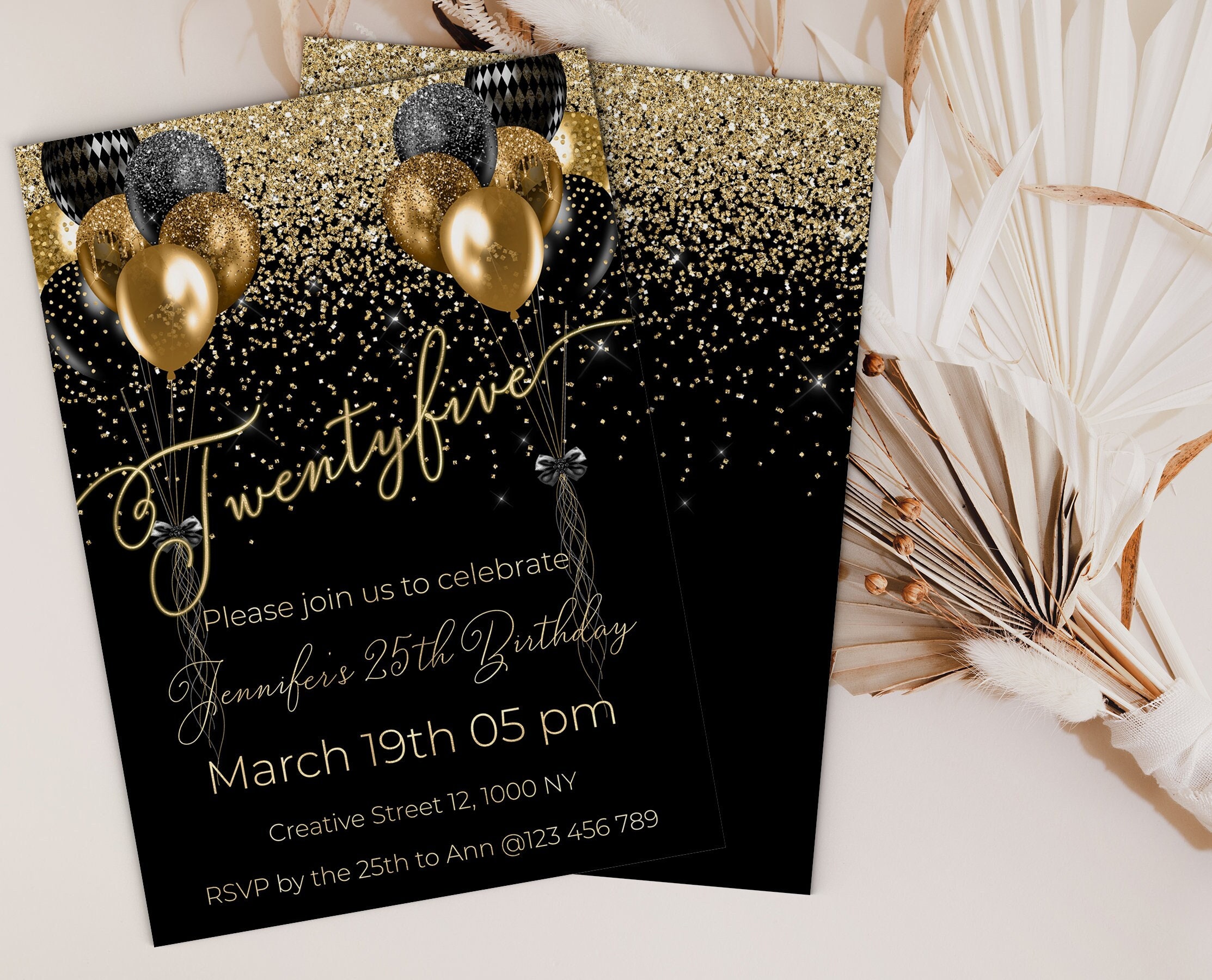 25th Birthday Invitations