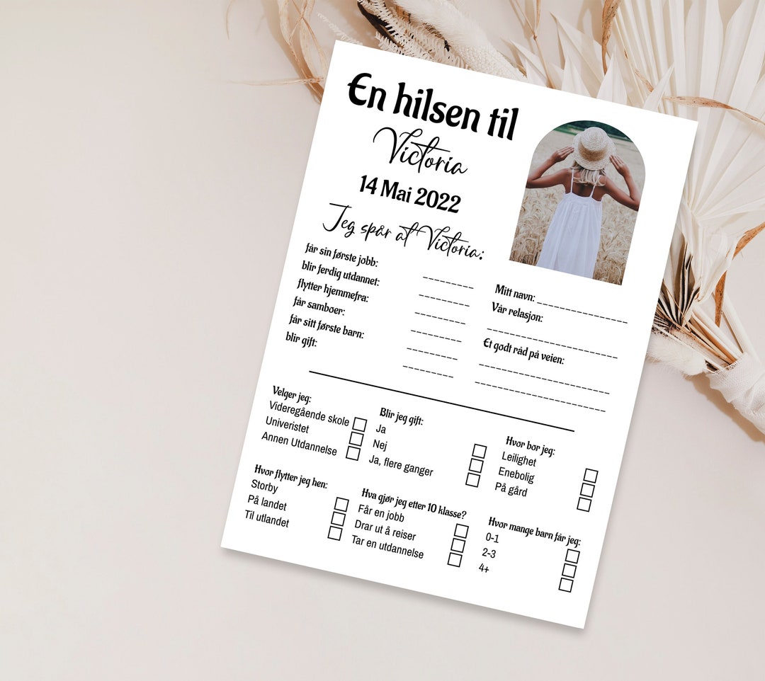 En Hilsen Til Konfirmanden, Konfirmation Prints, Spådom Til Konfirmant ...