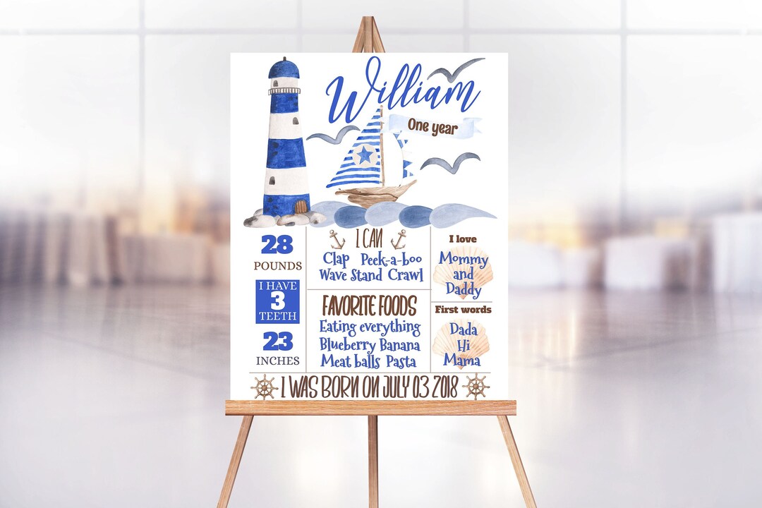 Marine 1st Birthday Poster Milestone Sign, Marine Milestone Poster ...