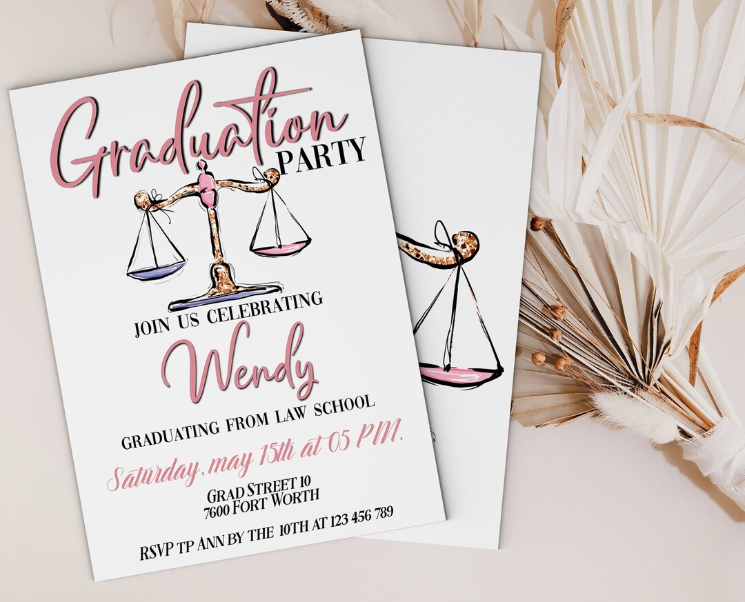 Law Graduation Party Invitation, Graduation Template for Invites, Law ...
