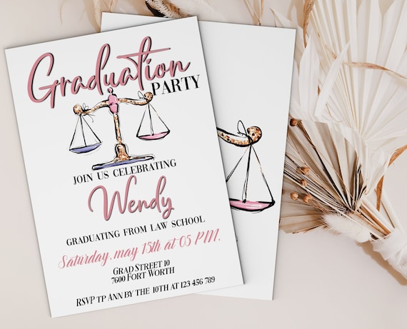 Law Graduation Party Invitation Graduation Template for | Etsy