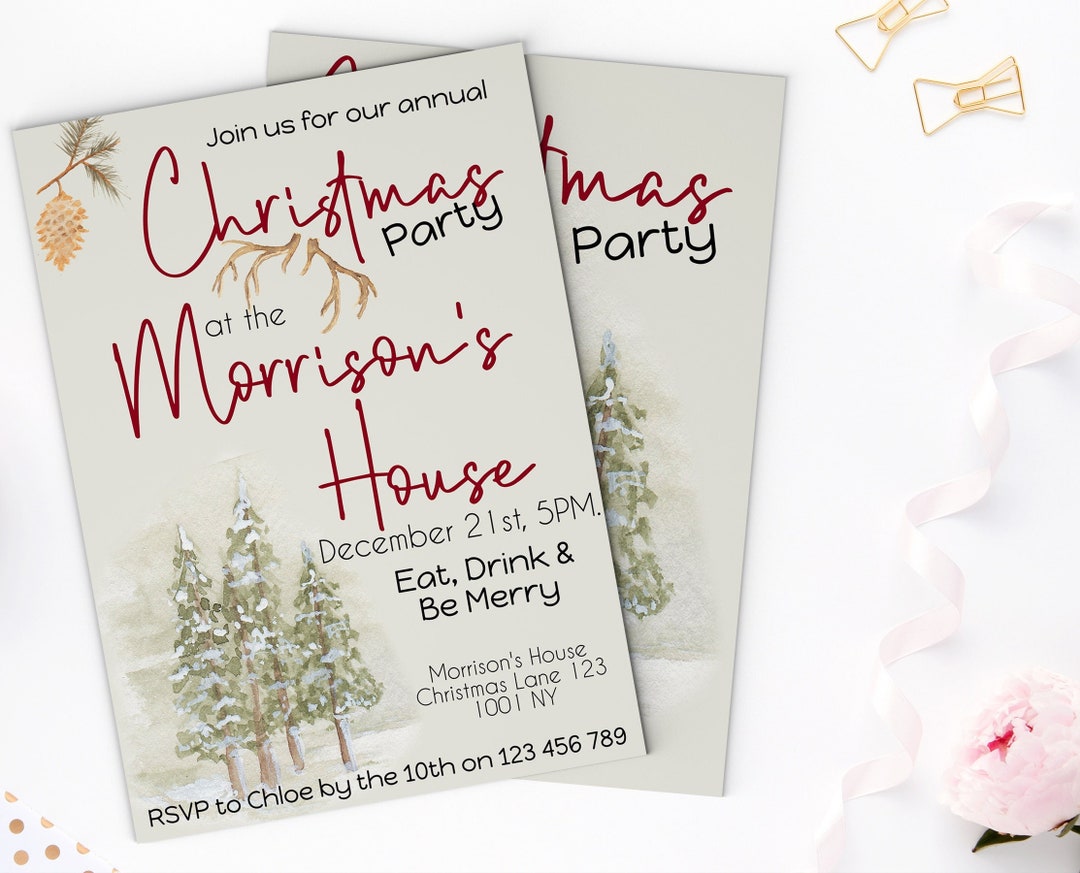 Annual Christmas Party Invitation, Holiday Christmas Party Invitation ...