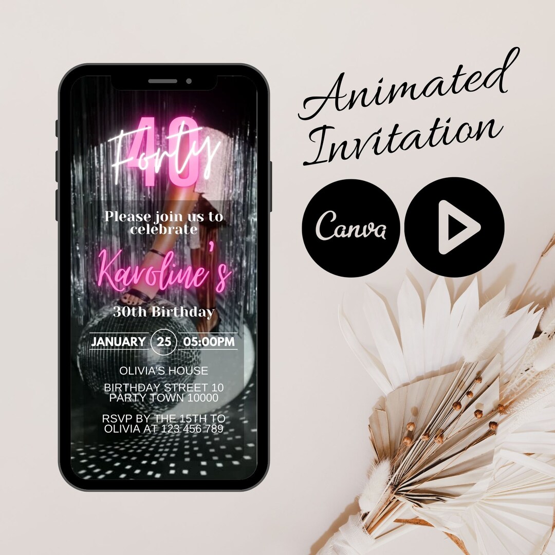 Glam Video Invitation 30th Birthday Party Invitation, Animated Mobile ...