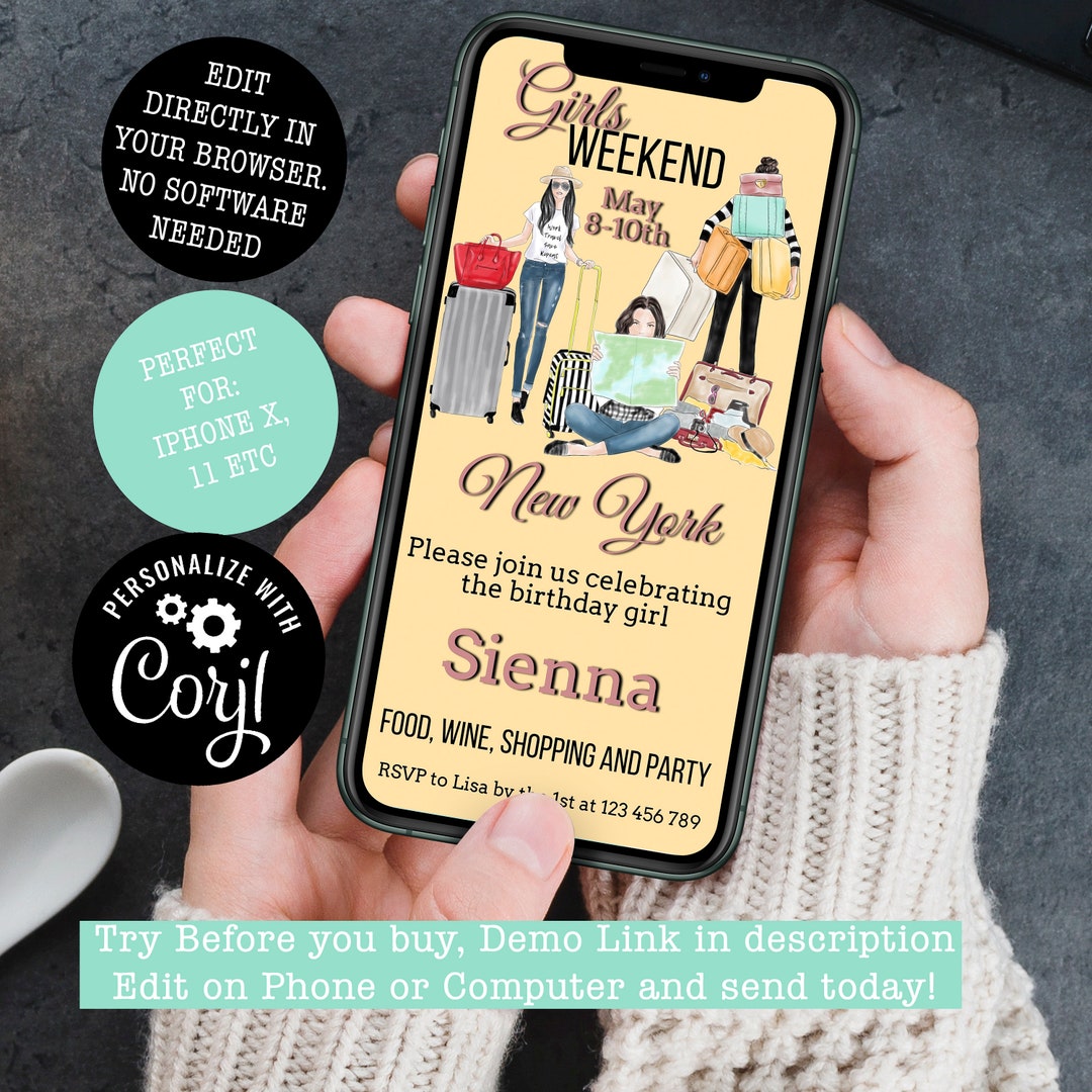 Evite Girls Weekend Roadtrip Invitation, Girls Weekend Party Template ...