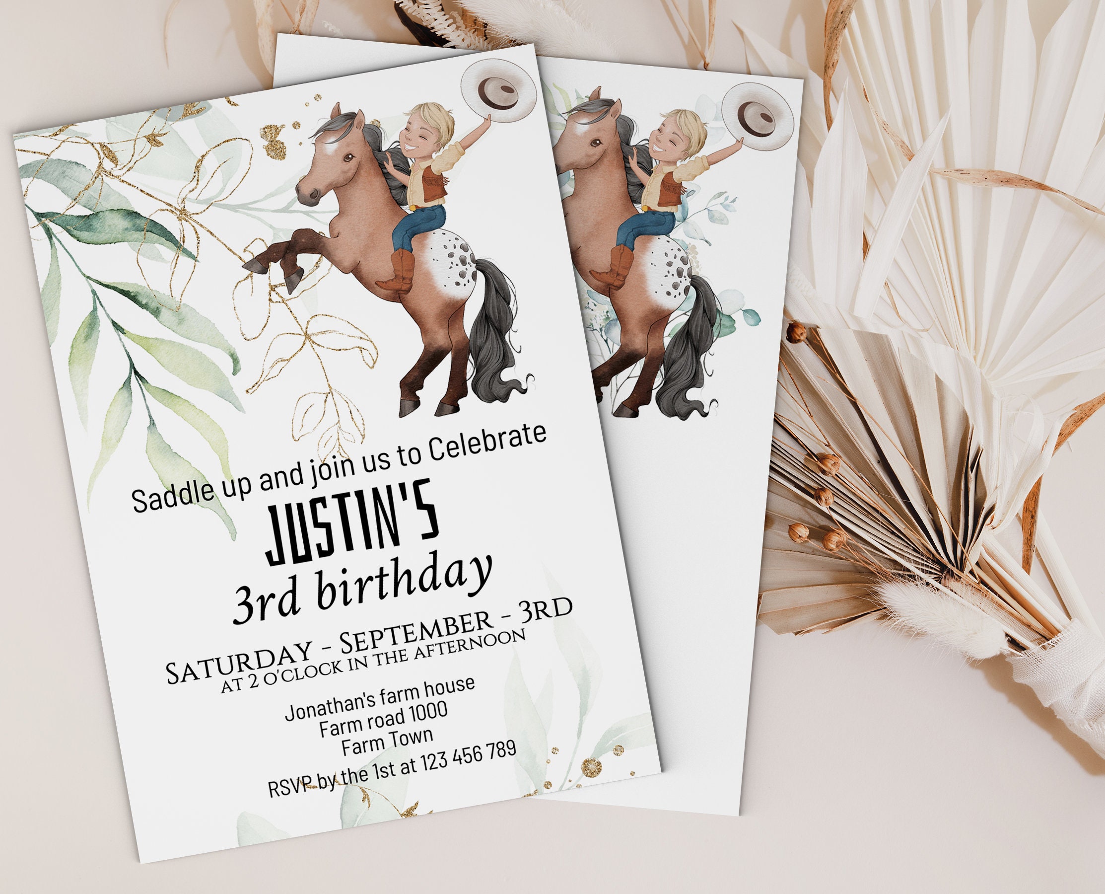 Cowboy Theme Birthday Invitation Template Western Theme - Etsy