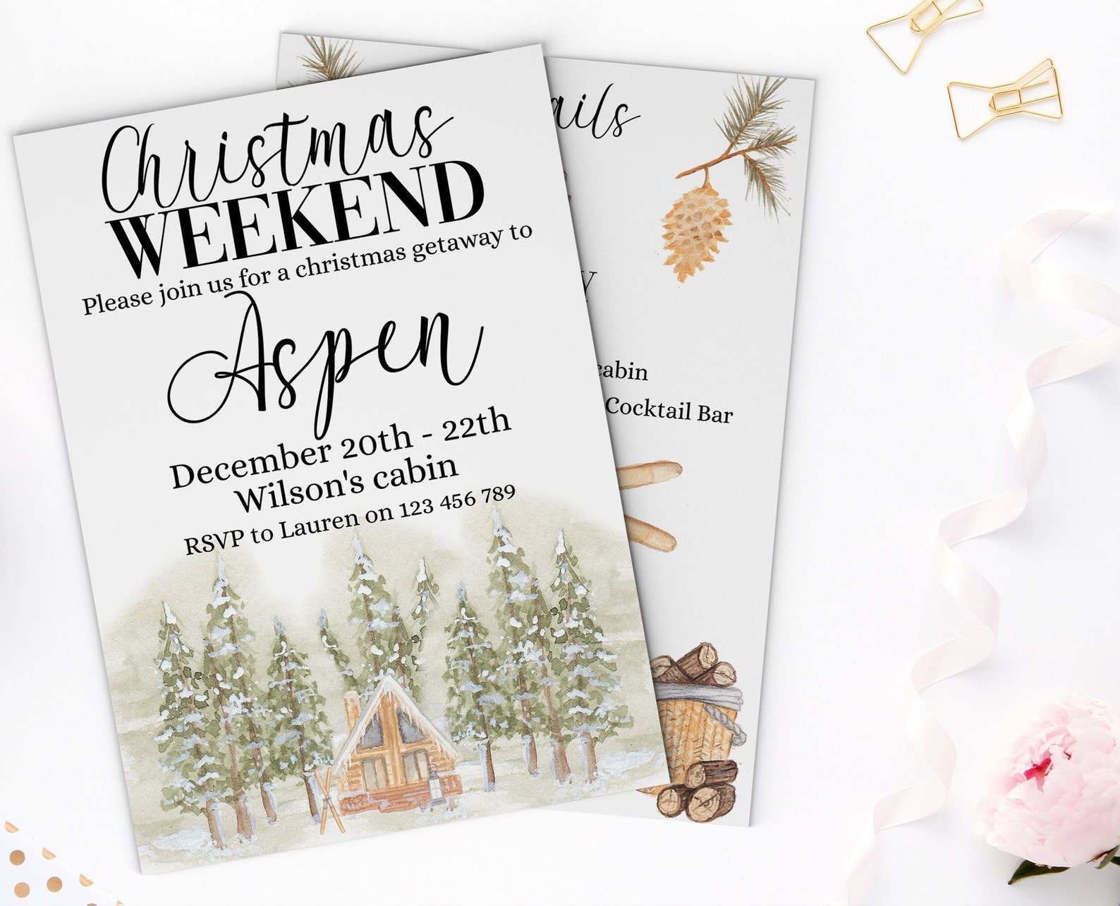 Christmas Weekend Getaway Invitation Cabin Weekend Trip - Etsy