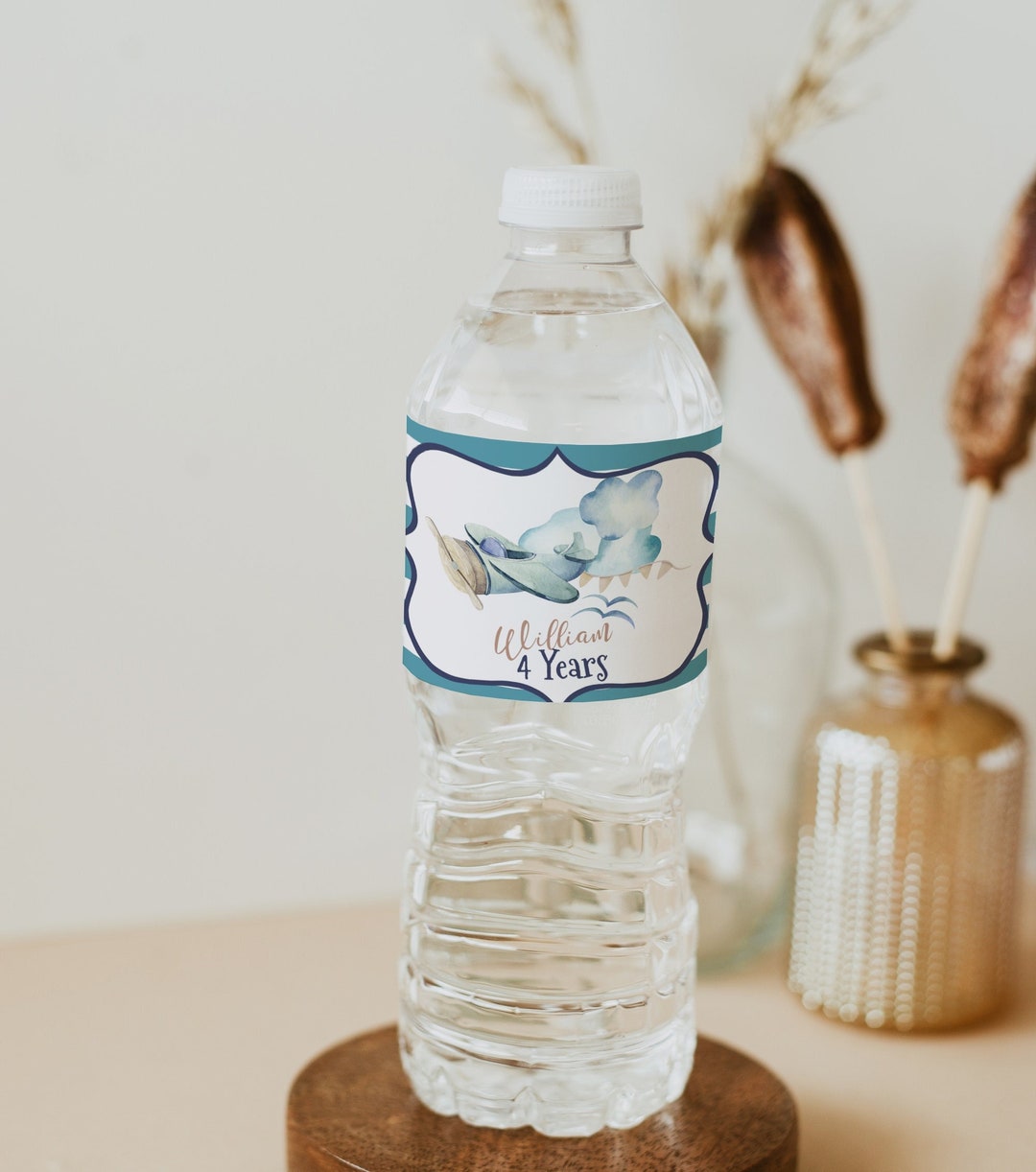 Air Plane Birthday Water Bottle Label Instant Edit, Download and Print ...