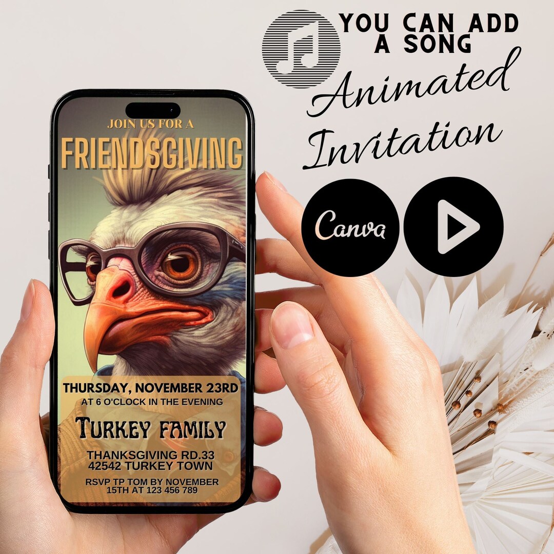 Friendsgiving Fiesta: Animated Digital Invitation Template - Etsy