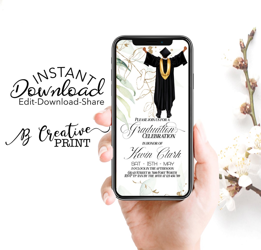 Evite Graduation Man Party Invitation, Mobile Graduation Invitation ...