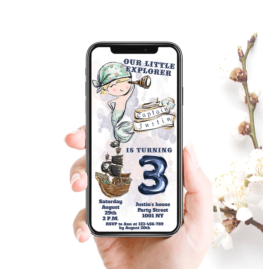 Captain Merman Birthday Boy Invitation, Merman Pirate Invitation ...