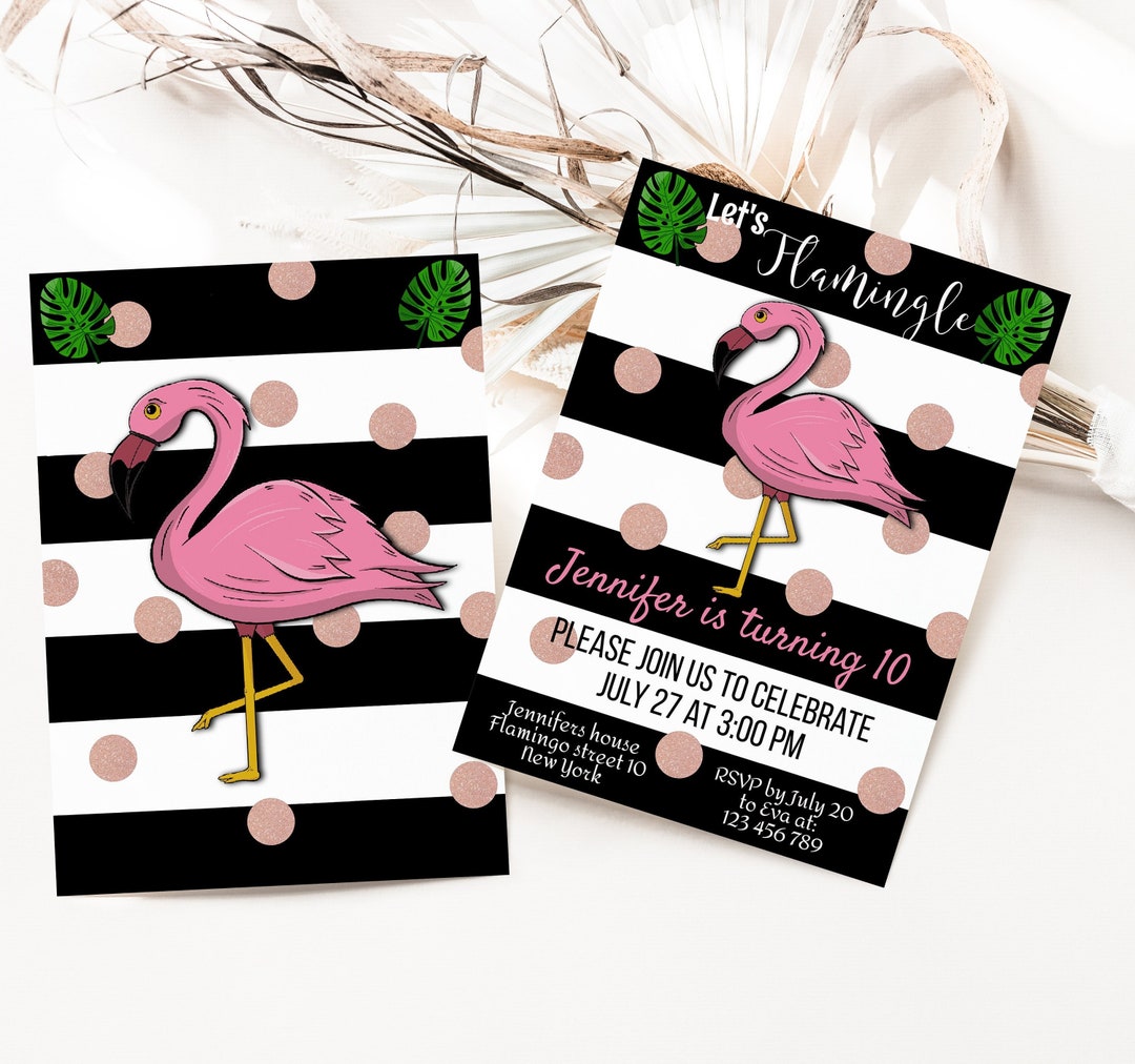 Let's Flamingle Birthday Invitation, Editable Flamingo Birthday Invite ...