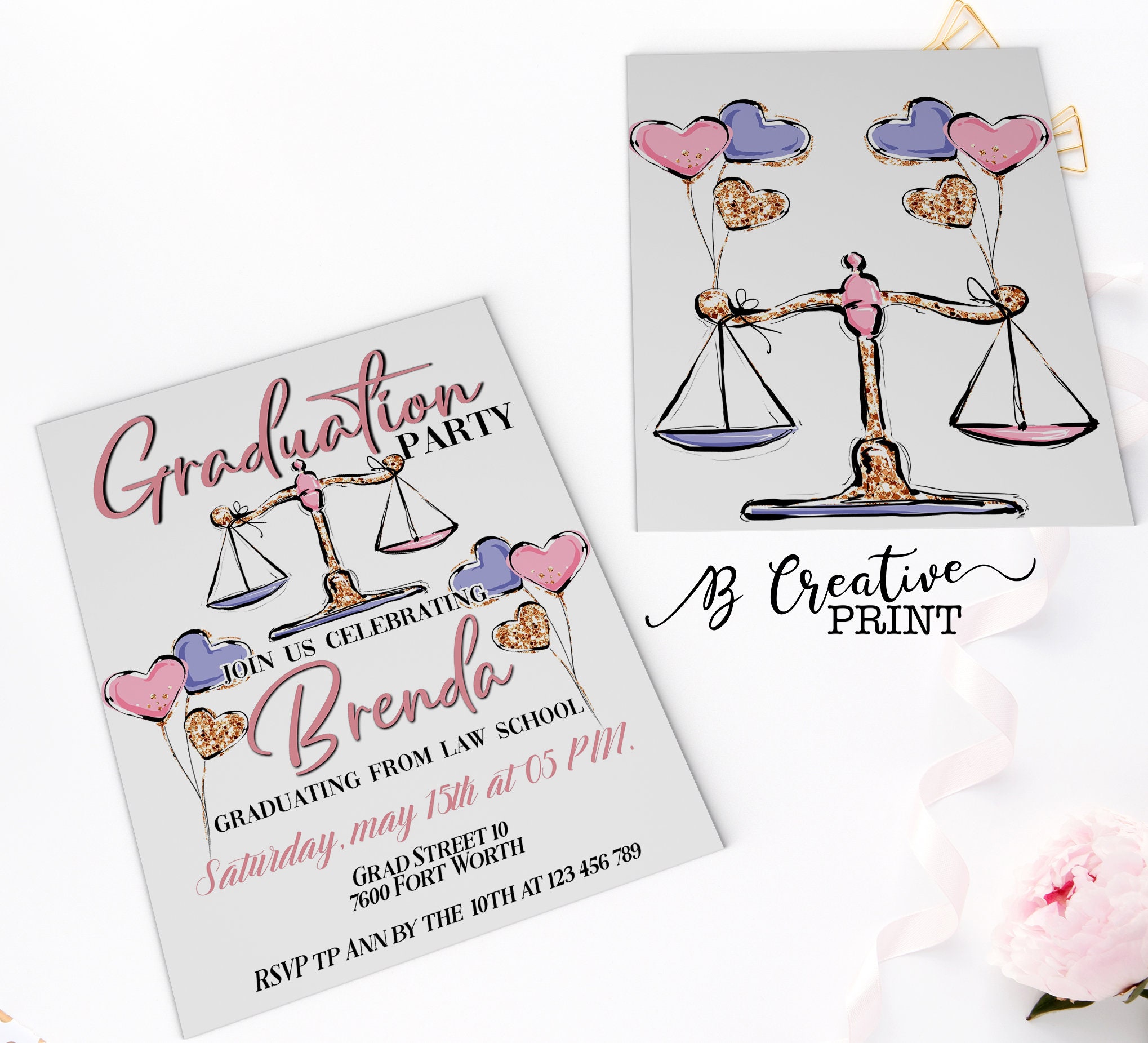 Law Graduation Party Invitation Graduation Template for | Etsy