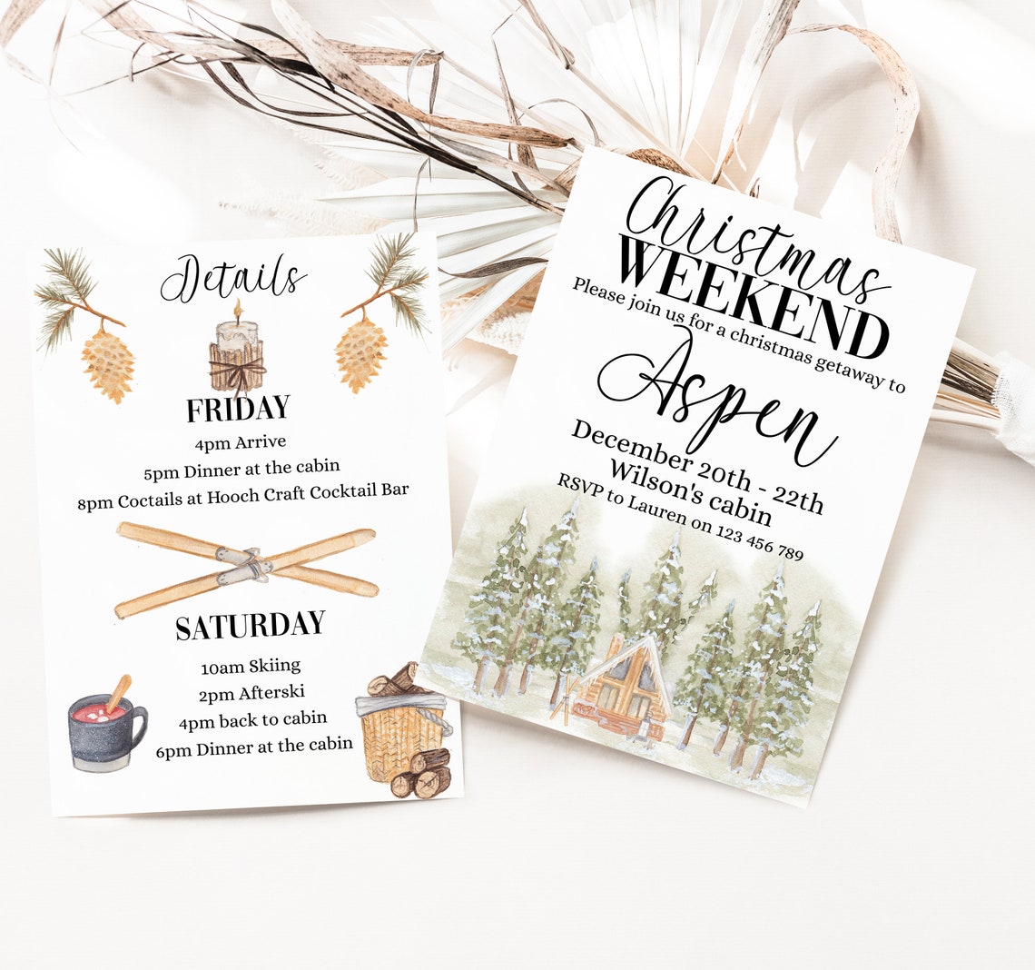 Christmas Weekend Getaway Invitation Cabin Weekend Trip - Etsy