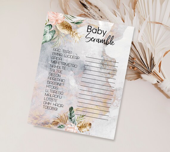 Blush Floral Baby Shower Game Word Scramble Pink Floral Baby - Etsy