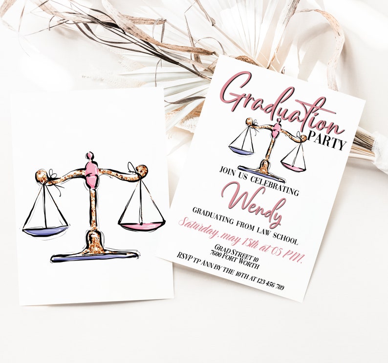 Law Graduation Party Invitation, Graduation Template for Invites, Law ...