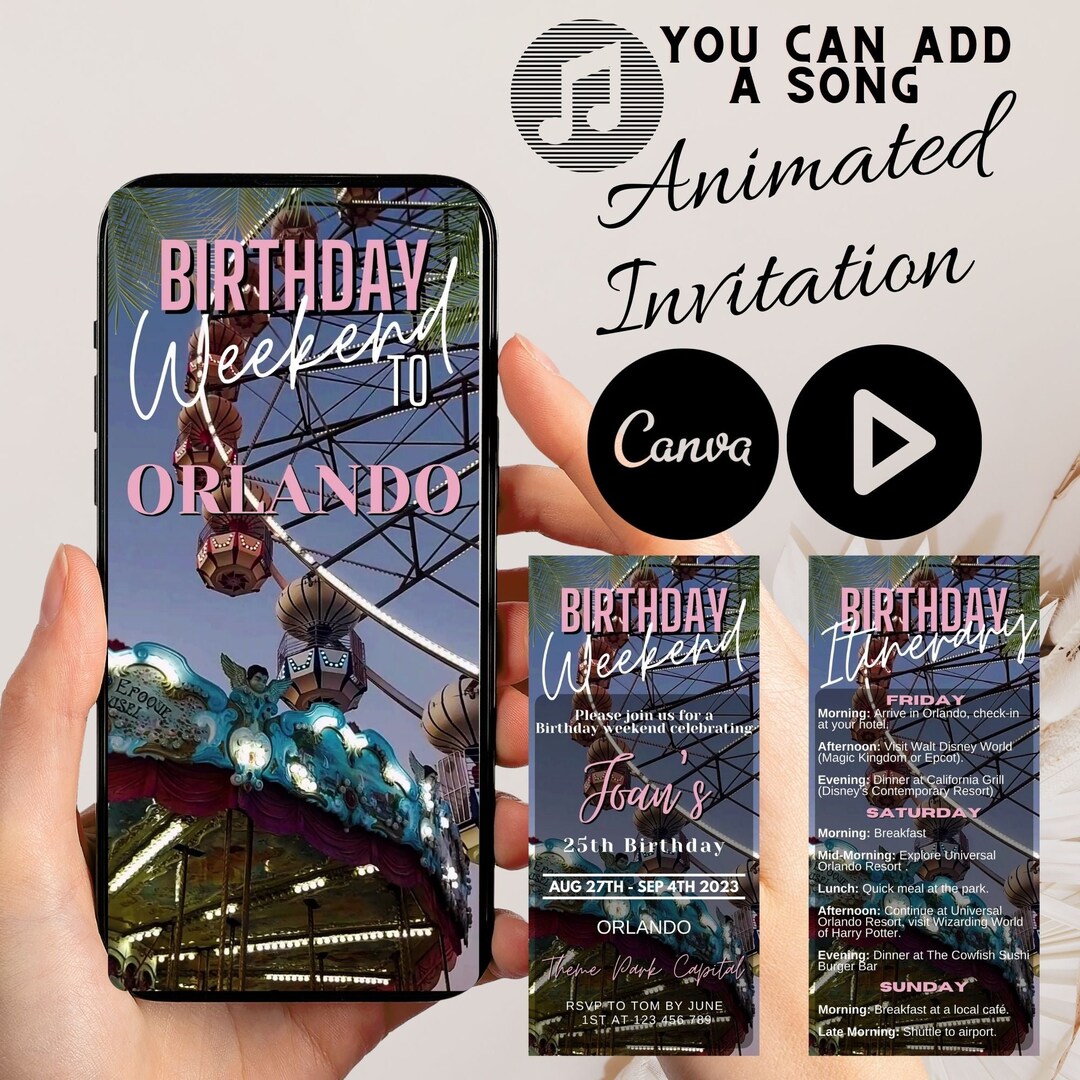 Animated Birthday Weekend Invitation and Itinerary Template - Theme ...