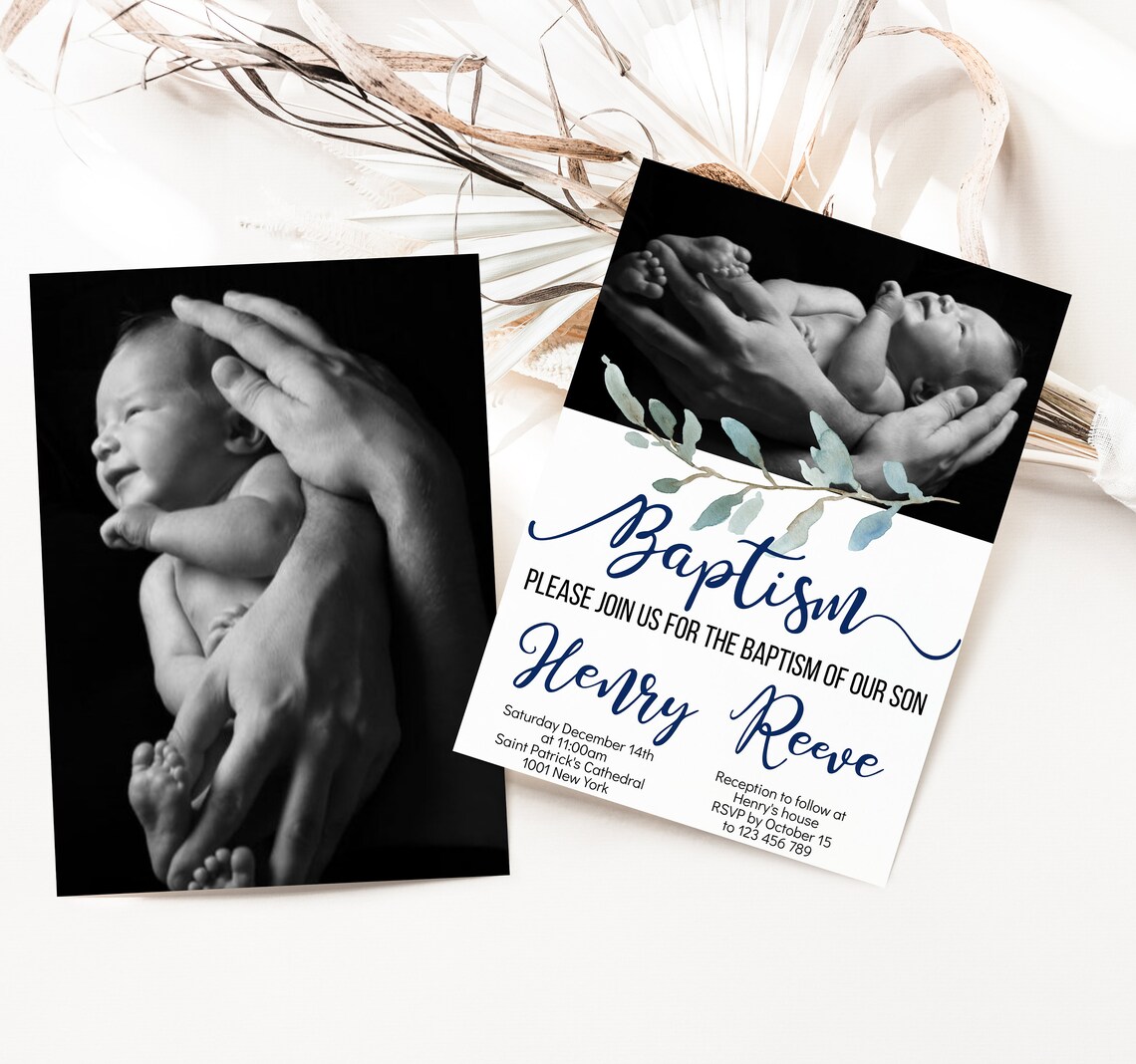Editable Baptism Picture Invitation Baptism Instant Download | Etsy