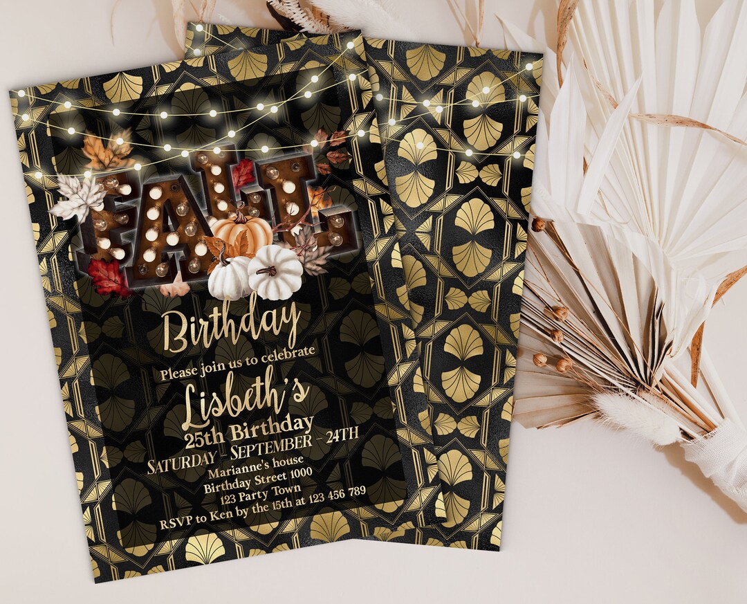 Fall Birthday Party Invitation, Women Birthday Invite, Autumn Birthday ...