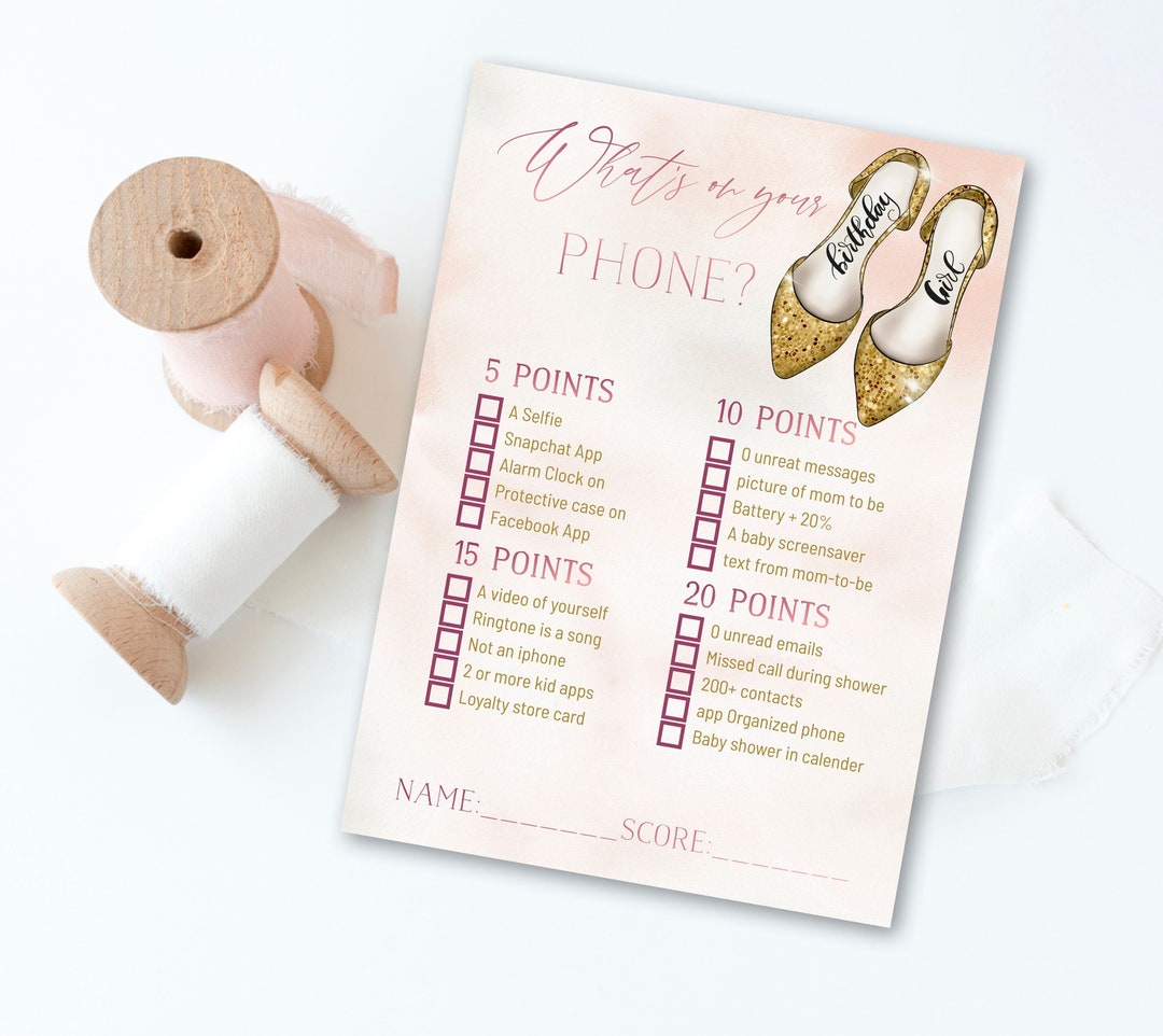 Blush Floral Whats on Your Phone Game, Pink Birthday Girl Games for ...