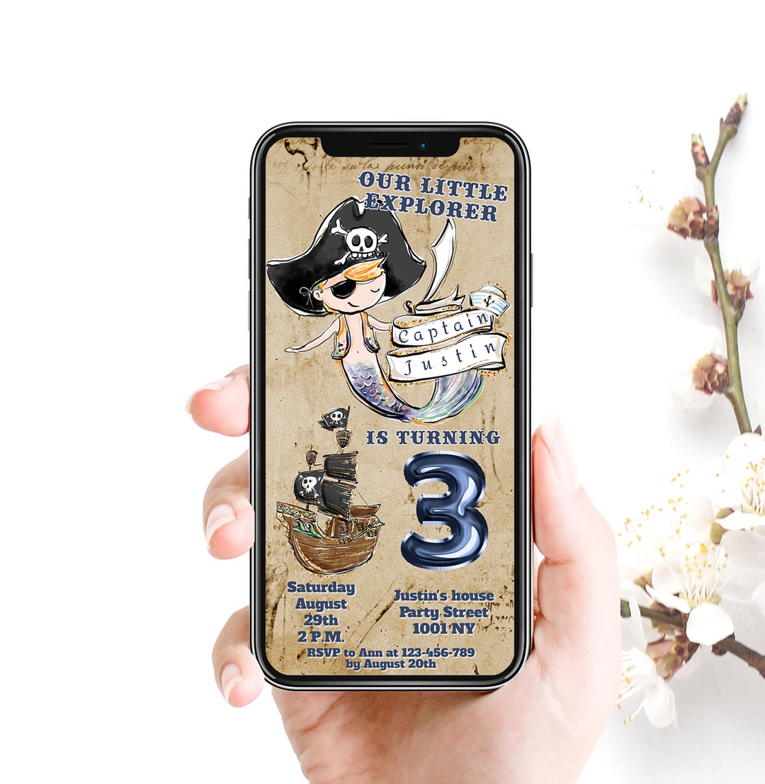 Captain Merman Birthday Boy Invitation, Merman Pirate Invitation ...