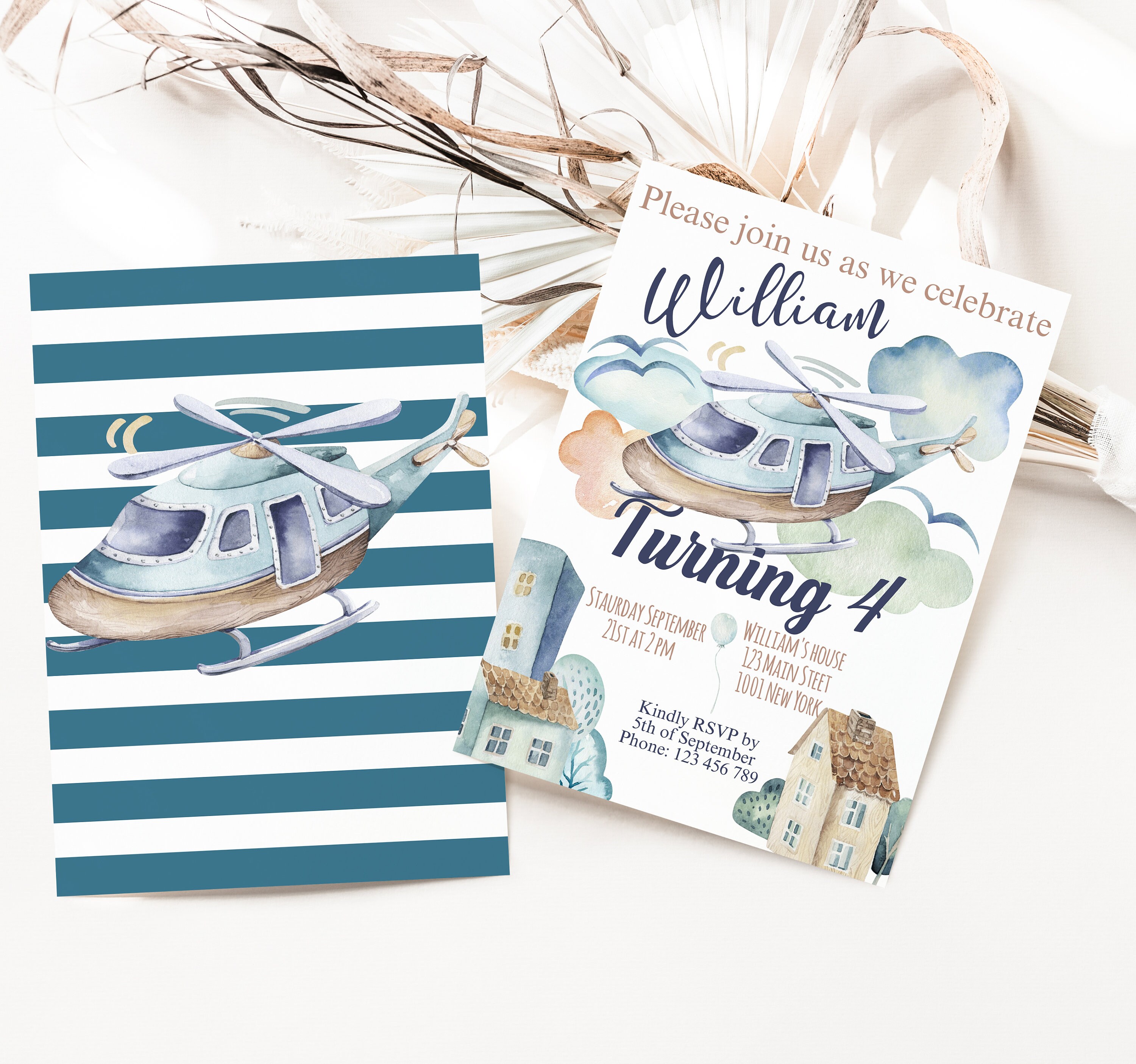 Helicopter Birthday Invitation, Helicopter Celebration, Helicopter ...