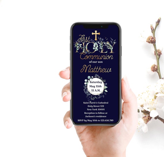 Eucalyptus Evite First Holy Communion Invitation First Holy | Etsy
