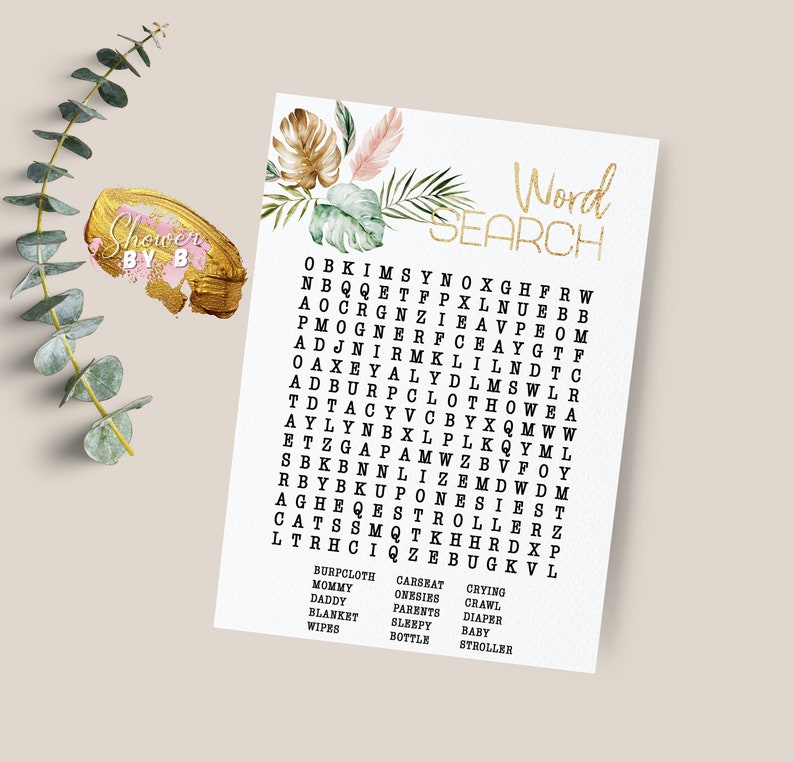 Blush Floral Baby Shower Game Word Search Pink Floral Baby - Etsy