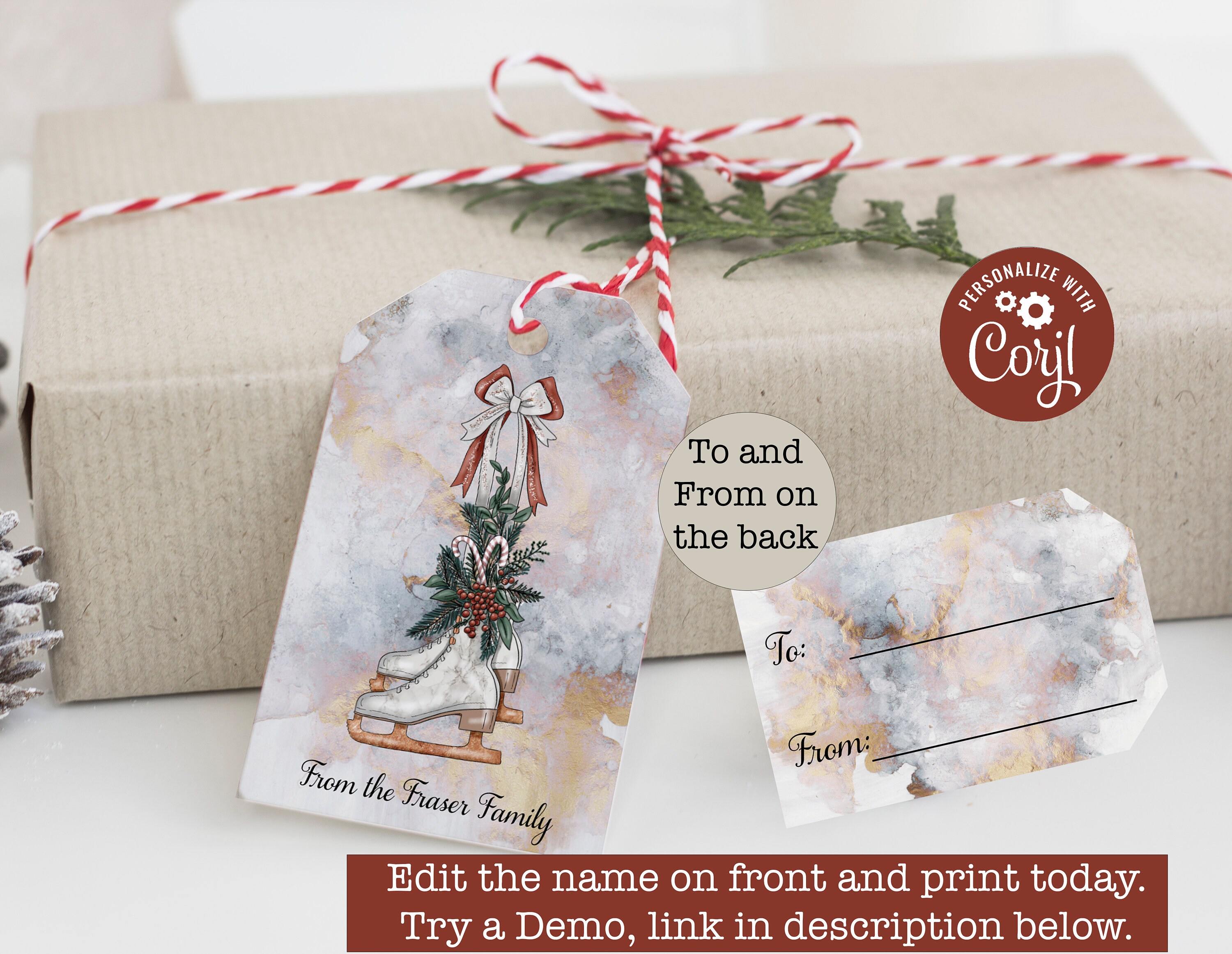 3 Different Rustic Personalized Christmas Gift Tags To & From | Etsy