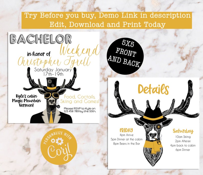 Bachelor Weekend Getaway Invitation Bachelor Getaway Mens - Etsy
