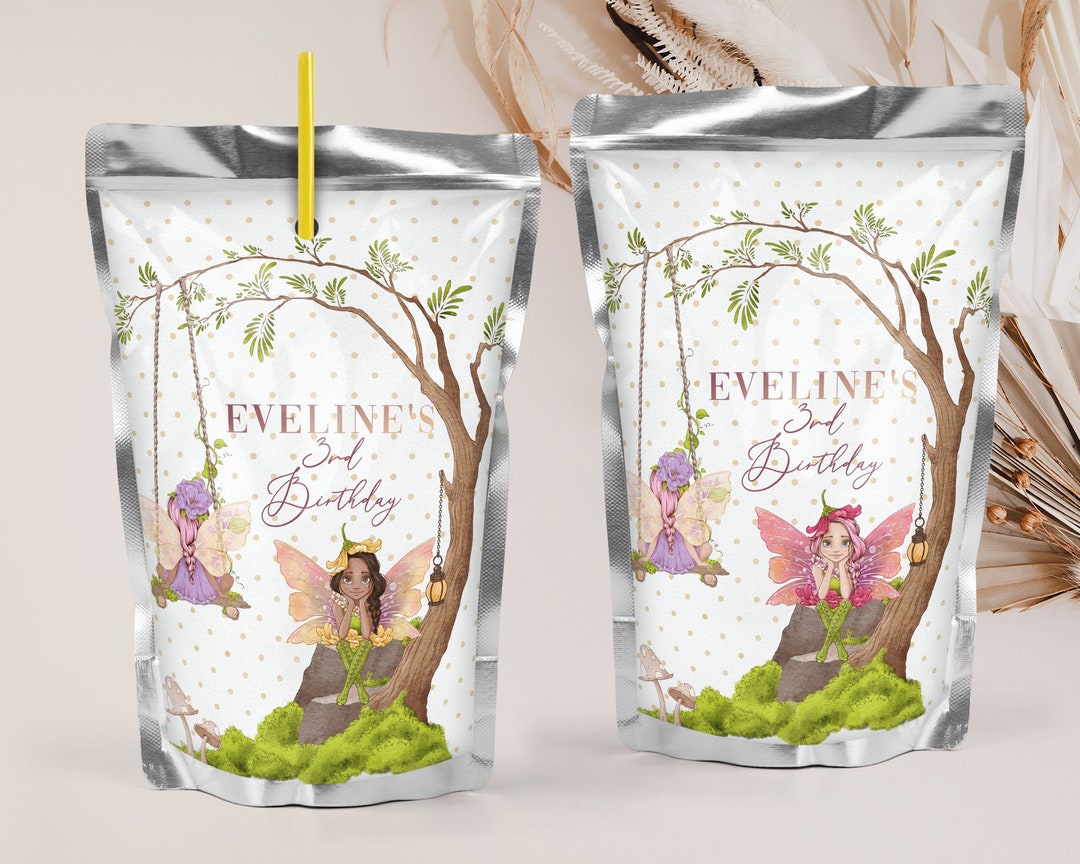 Fairy Capri Sun Label, Girly Birthday Fairy Juice Label, Editable Fairy ...