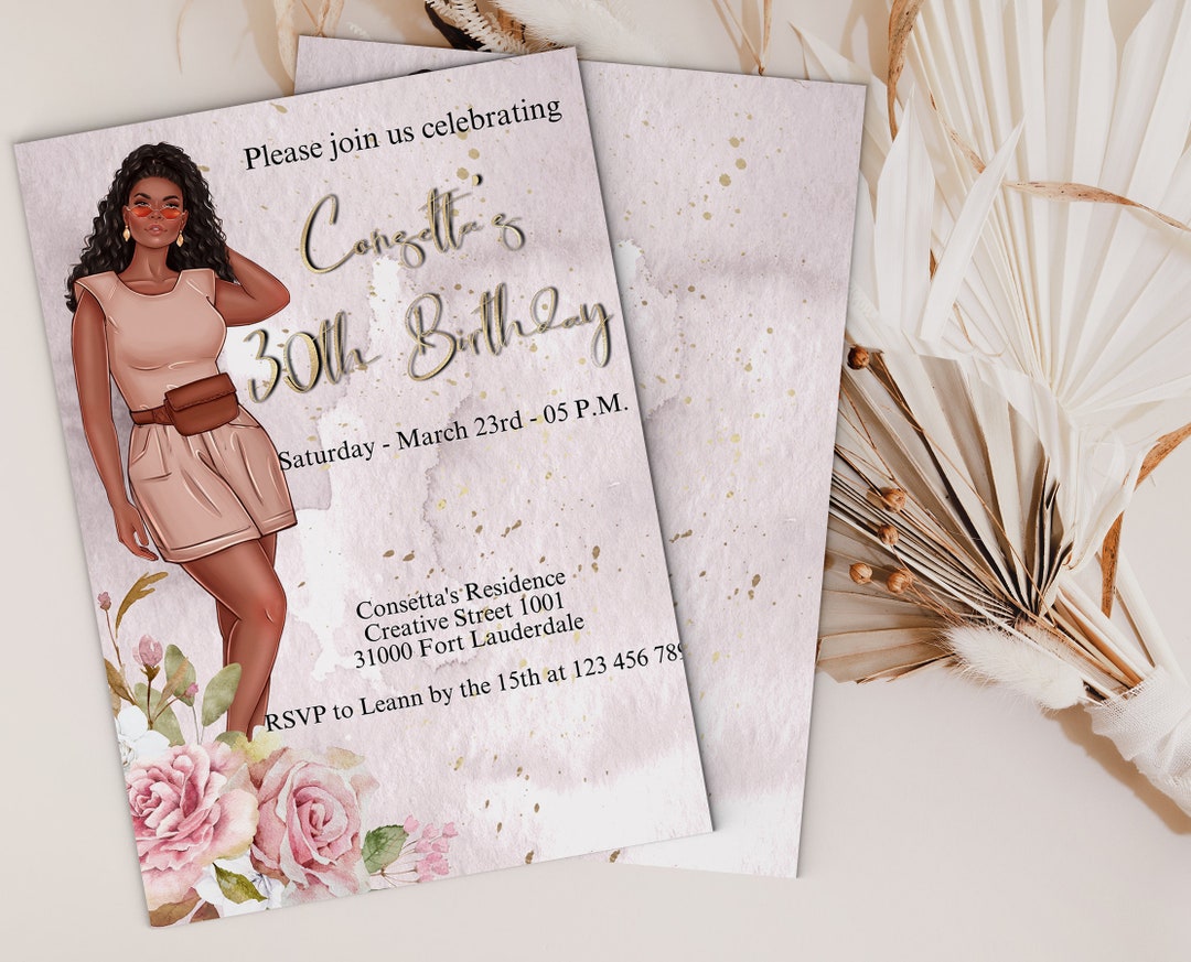 Pink 30th Birthday Invitation, Women Birthday Invitation, Adult ...
